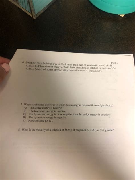 Solved Page 3 6 Solid Kf Has A Lattice Energy Of 804 Kjmol