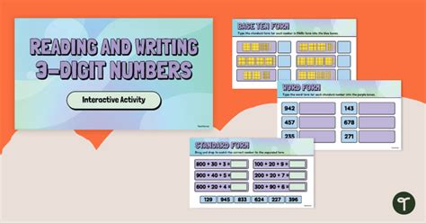 3 Digit Numbers Interactive Activity Teach Starter