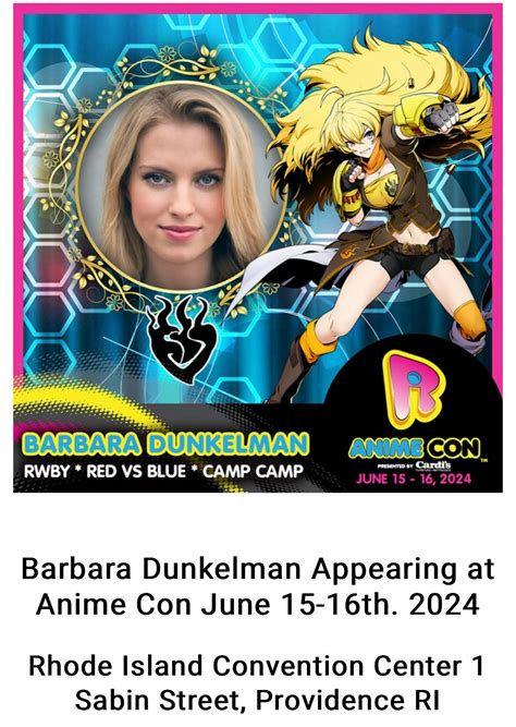 Barbara Dunkelman Appearing At Anime Con June 15 16th 2024 Rhode