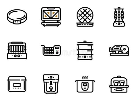 白色背景中突显的黑色矢量图图标集 主题厨房电器的插图 向量例证 插画 包括有 家庭 符号 211745544