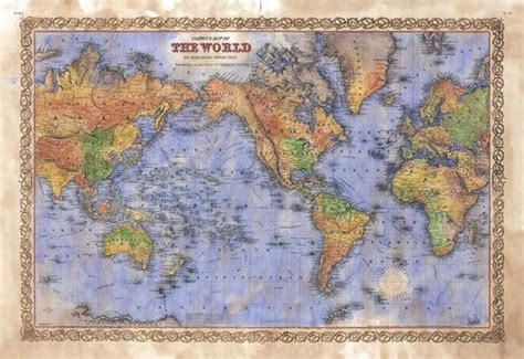 World Vintage Map Art Poster Print Vintage Style Inspirational Wall Art