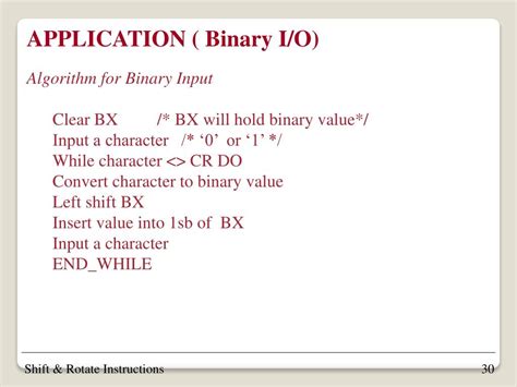 Ppt Lecture 7 Chapter 7 Program Logic And Control Boolean Operation Shift And Rotate