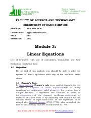 Module Notes Linear Equations Pdf KAMPALA INTERNATIONAL UNIVERSITY Western Campus P O Box