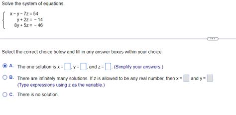 Solved Solve The System Of