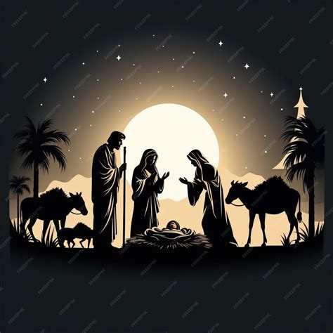 Premium Photo Minimalist Nativity Scene Stencil White Background