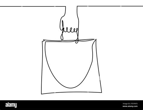 Continuous Line Drawing Of Holding Shopping Bag Vector Illustration