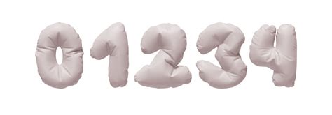 부풀어 오른 풍선 번호 모음은 흰색 배경에 고립되어 있습니다 사실적인 3d 디자인 구겨진 라텍스 소재의 밝은 회색으로 만든 숫자 세트입니다 벡터 일러스트 레이 션 0에 대한