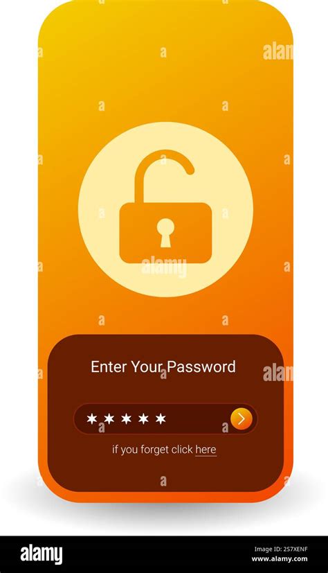 A Modern Password Entry Interface Featuring An Unlock Icon Password Input Field And Vibrant