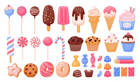 Cartoon Sweets Sweet Dessert Candy Cute Cake Lollipop Chocolate