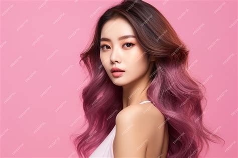 Premium Ai Image An Asian Beauty Woman Model Hair Color With Korean