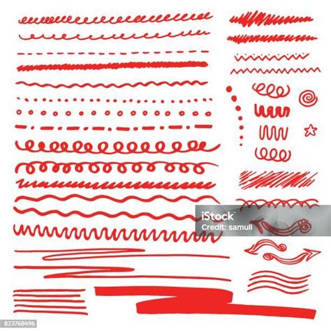 Éléments De Design De Couleur Rouge Dessinés À Laide De Marqueurs De