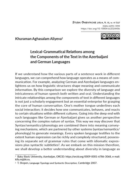 Lexical Grammatical Relations Among The Components Pdf Linguistics
