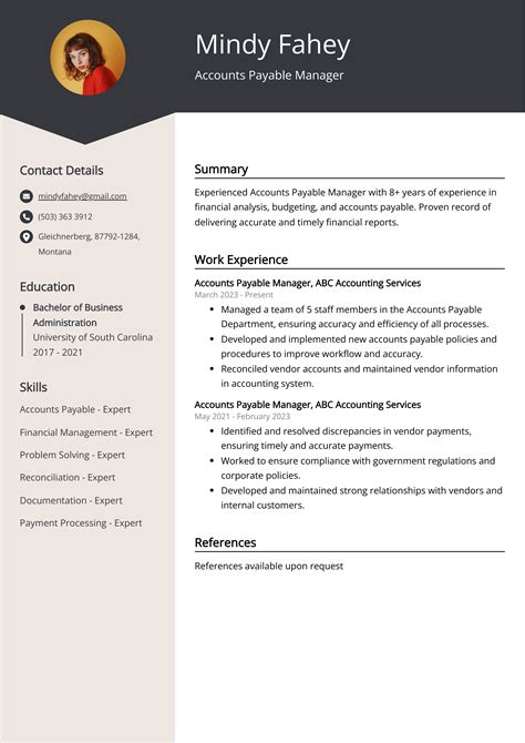 Accounts Payable Manager Resume Example For 2024