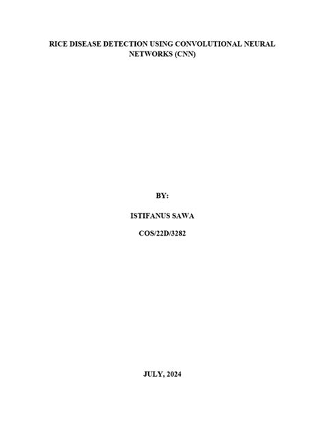 Chapter 1 Rice Disease Detection Using Cnn Pdf Deep Learning Computational Neuroscience