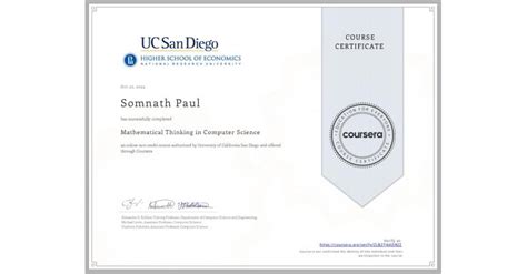 completion of mathematical thinking in computer science course