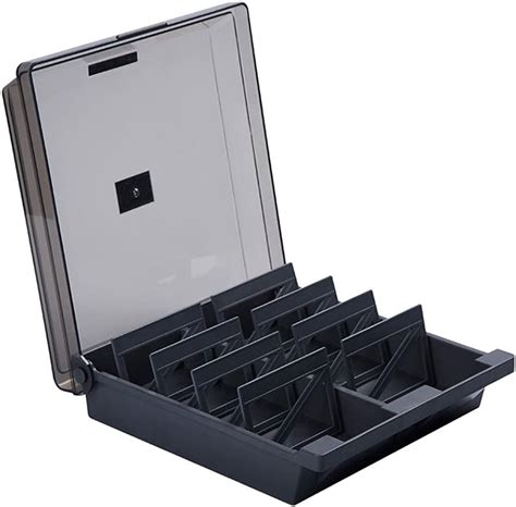 24cmx22cmx7 5cm Desktop Card Holder Black Plastic Filing Box With
