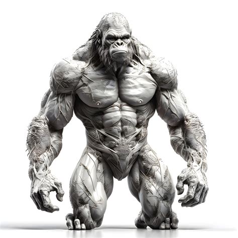 Premium Photo Strong Male Gorilla Muscular Man Isolated On White