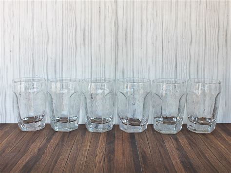 Vintage Libbey Chivalry Clear Juice Glasses Set Of 6 Flat Paneled Small