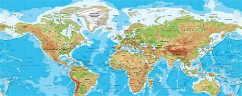 Географическая карта мира крупным планом с хорошим качеством на русском ...