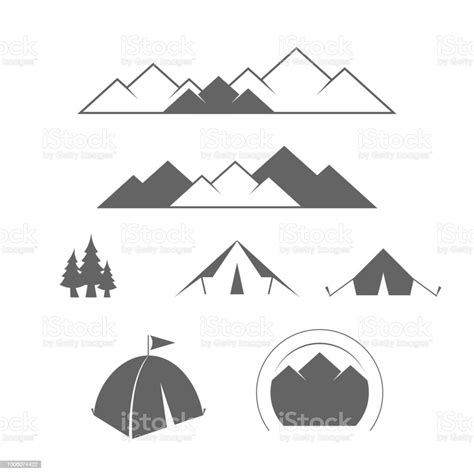露營 戶外或山地探險和森林探險高山旅遊業為您設計的向量設計項目集向量圖形及更多破冰船圖片 破冰船 剪貼畫 山 Istock