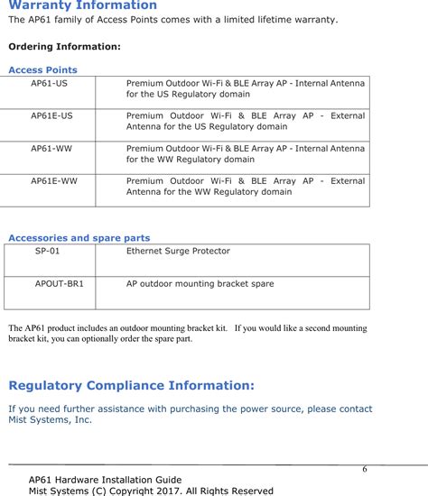 Mist Systems AP61 Premium Outdoor Wi Fi BLE Array AP User Manual AP61 Mist Installation Guide V4