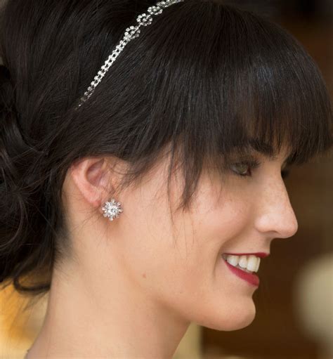 Bridal Jewelry Silver Earrings Deco Stud Earrings Amyo Bridal