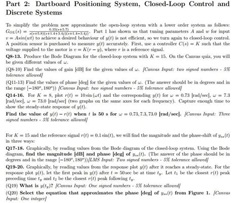 Part 2 Dartboard Positioning System Closed Loop Chegg Com