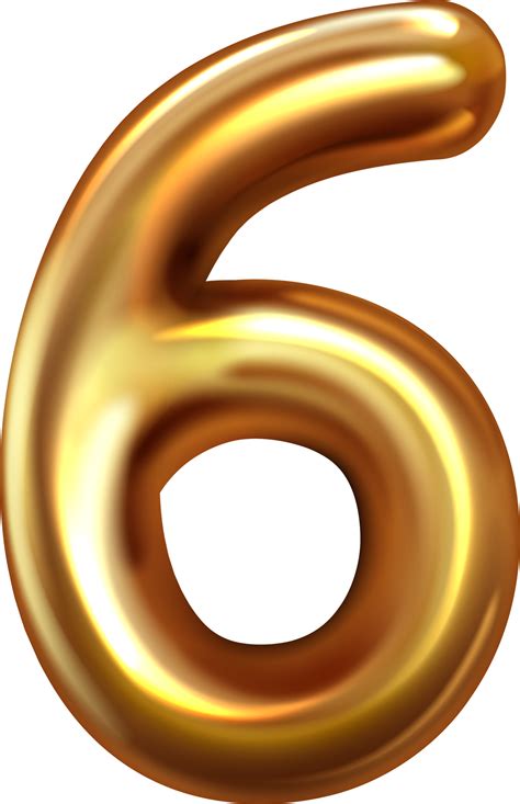 Golden Metallic Number Six 11356759 PNG