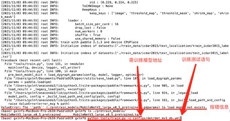 Paddleocr训练模型报错
