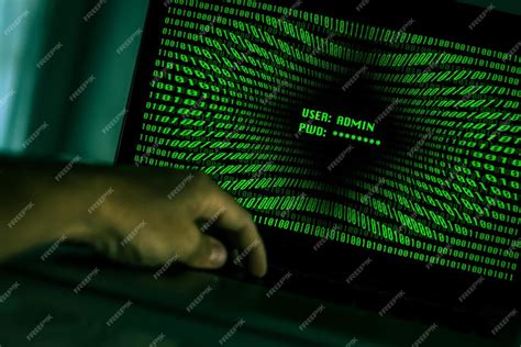 Premium Photo Hand Typing On A Laptop Keyboard Green Numbers On Display Successful Login With