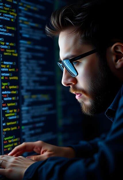 Focused Programmer Analyzing Code Premium Ai Generated Image