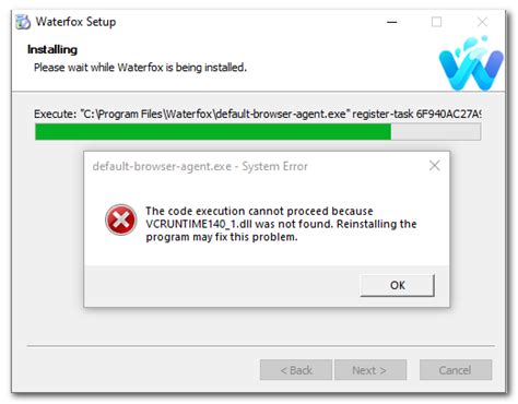 Waterfox 501 Visual C Installation Error · Issue 2824