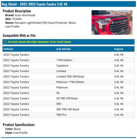 2022 2025 Toyota Tundra Bug Shield Auto Ventshade 753294