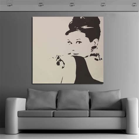 Free Shipping 100 Hand Painted Famous Audrey Hepburn Wall Art Pop Art