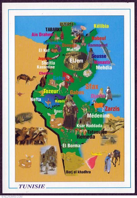 Tunisia Tourist Map Tourist Tunisia Postcard 280