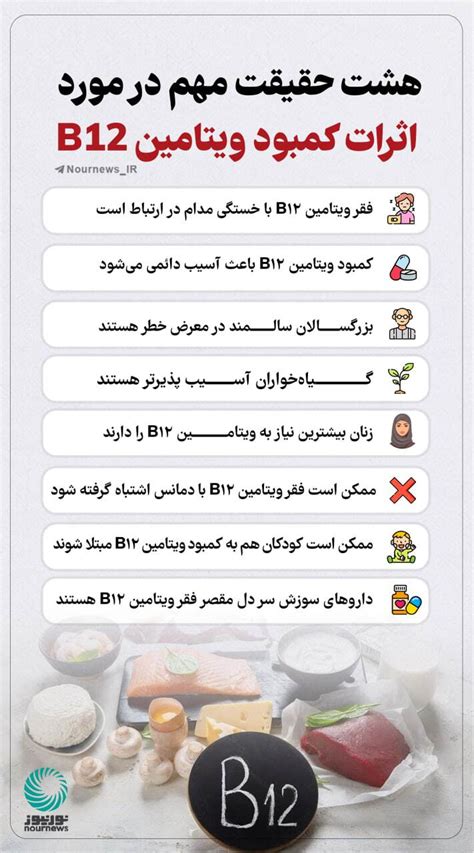 هشت حقیقت مهم درمورد اثرات کمبود ویتامین B12اینفوگرافی