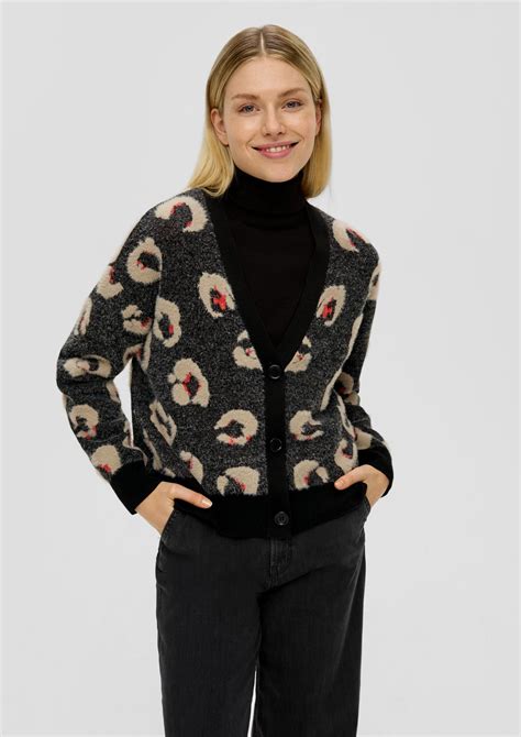 Cardigan Mit Leo Muster Schwarz Soliver