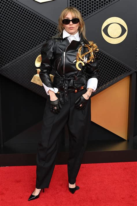 Miley Cyrus Brings Leather Attitude To The 2026 Grammys In Custom Celine