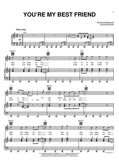 Youre My Best Friend Sheet Music Downloads By Queen Scored For Piano