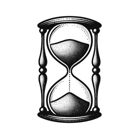 Una Imagen En Blanco Y Negro De Un Reloj De Arena Vector Premium
