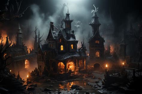 Premium Ai Image Haunted House On Halloween Celebration Concept