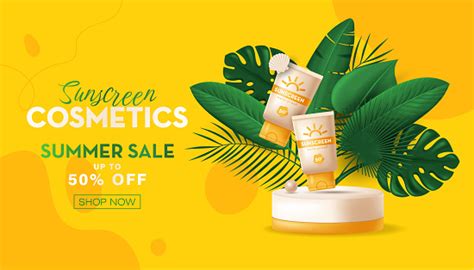 연단 열대 잎에 여름 화장품이있는 배너 벡터 3d 사실적인 일러스트 레이 션 광고에 대한 스톡 벡터 아트 및 기타 이미지 광고 세일 열 개념 Istock