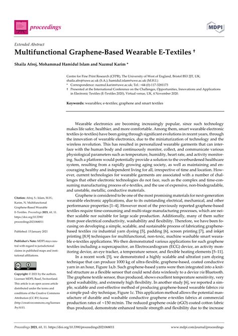 Pdf Multifunctional Graphene Based Wearable E Textiles