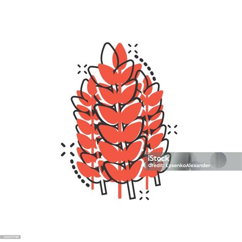 漫畫風格的小麥圖示大麥卡通向量插圖在白色孤立背景收穫莖飛濺效應經營理念向量圖形及更多乾草圖片 乾草 健康飲食 全榖 Istock