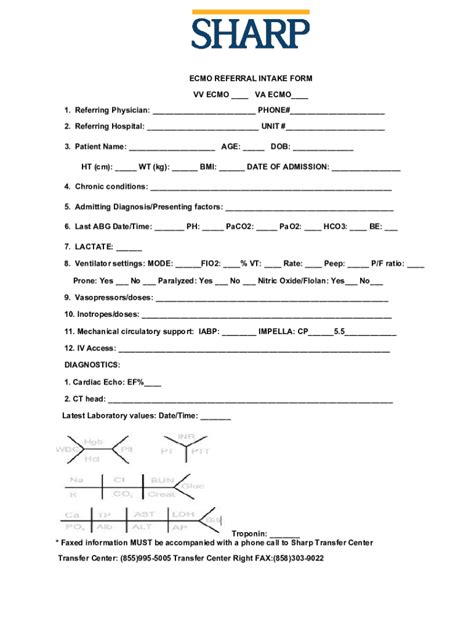 Fillable Online Ecmo Referral Intake Form Vv Ecmo Va Ecmo Fax Email
