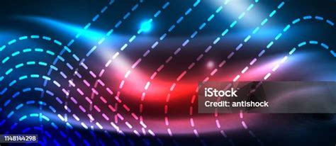 네온 빛나는 테크노 라인 정사각형 모양의 하이테크 미래 지향적 인 추상적인 배경 템플릿 0명에 대한 스톡 벡터 아트 및 기타 이미지 0명 네온 디자인 Istock