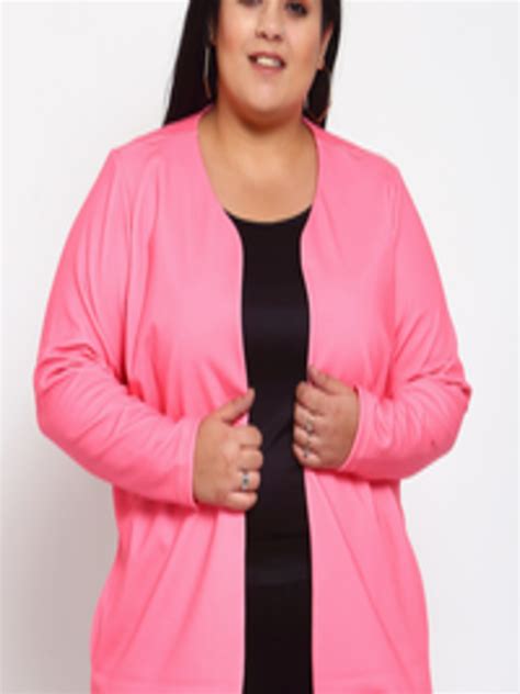 Buy Pluss Women Pink Longline Open Front Jacket Jackets For Women