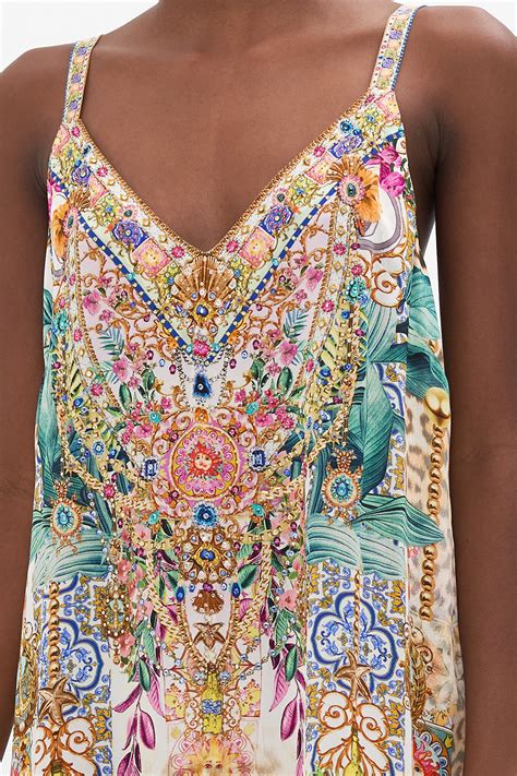V Neck Midi Slip Dress Flowers Of Neptune Camilla Au Camilla