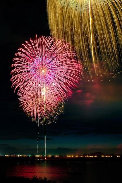 Premium Photo Firework Display At Night