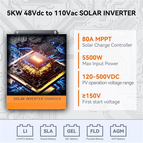 Mua Powmr 5000w Solar Inverter 48v Dc To 110v Ac 5kw Pure Sine Wave